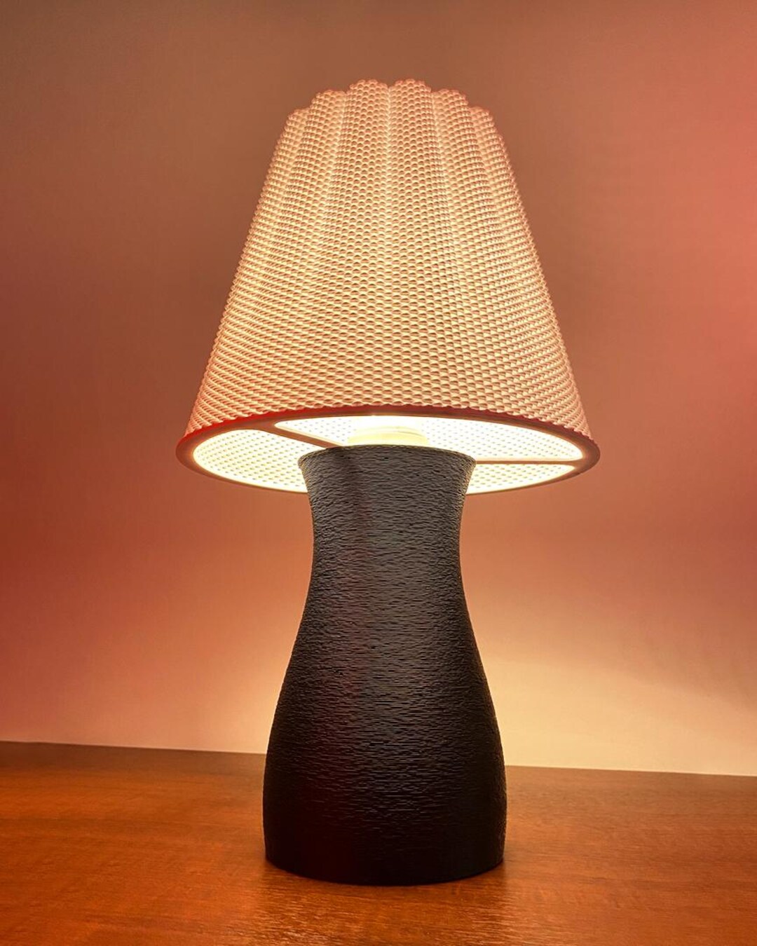 3d-printed Textured Cone Lampshade With Modern Base Eco-friendly LED ...