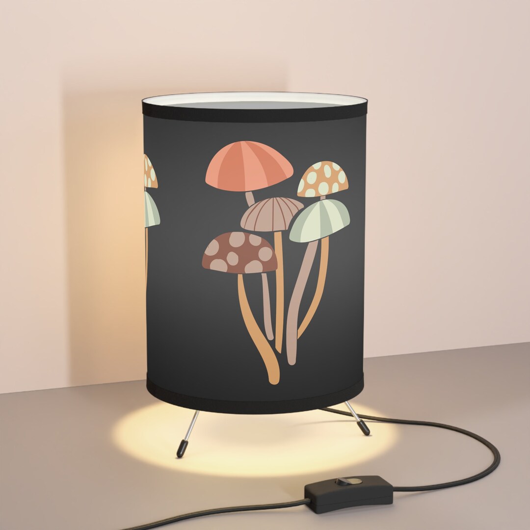 Amazing Black Cottagecore Mushroom Tripod Lamp With High-res - Etsy