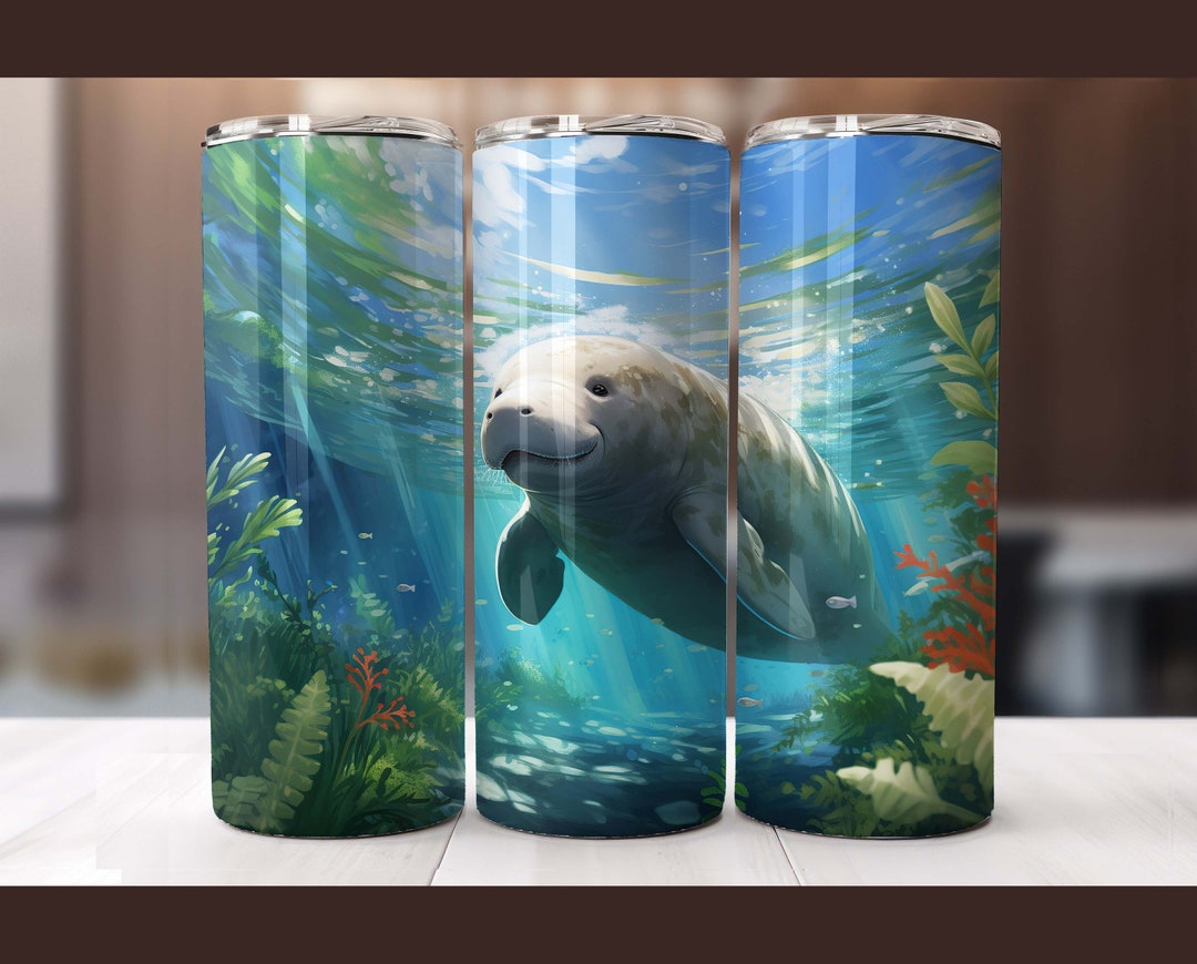 Manatee 20 Oz Skinny Tumbler Wrap PNG Tumbler Sublimation Design ...