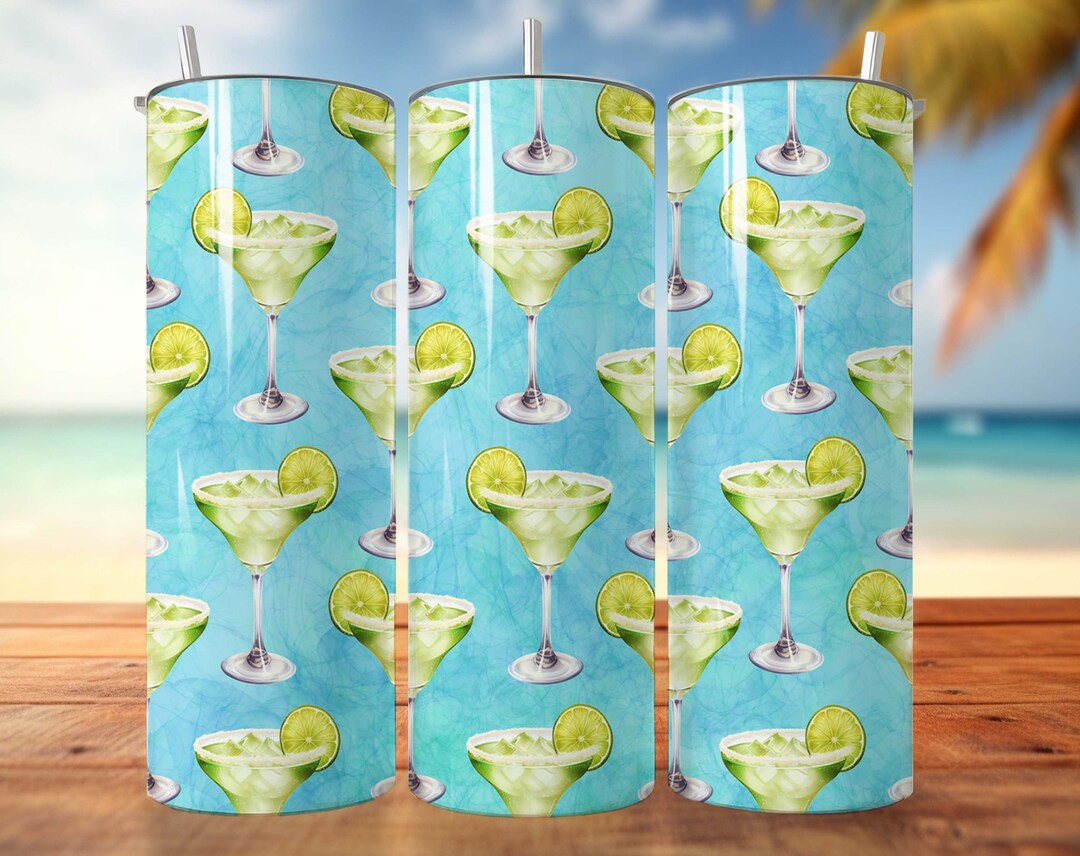 Seamless 20 Oz Skinny Tumbler Wrap Margarita Tumbler Design Turquoise ...