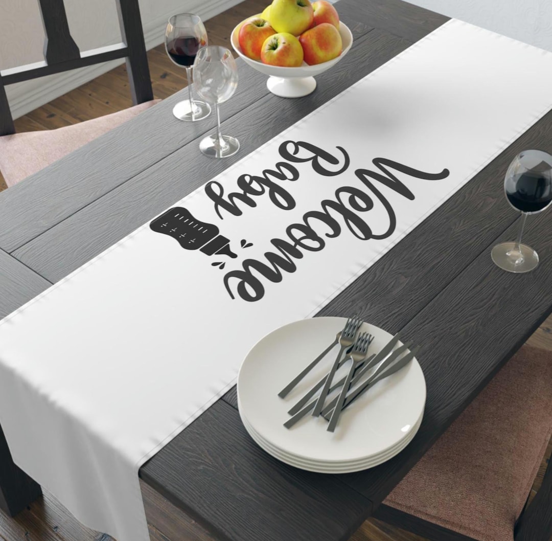 Welcome Baby Table Runner, Baby Shower Decor, Neutral Baby Theme ...