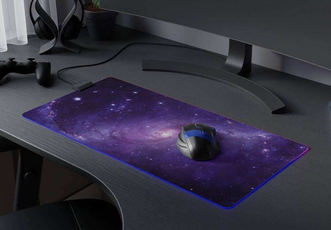 Purple Galaxy LED Gaming Mouse Pad, Universe Gaming Mat, 14 Different ...