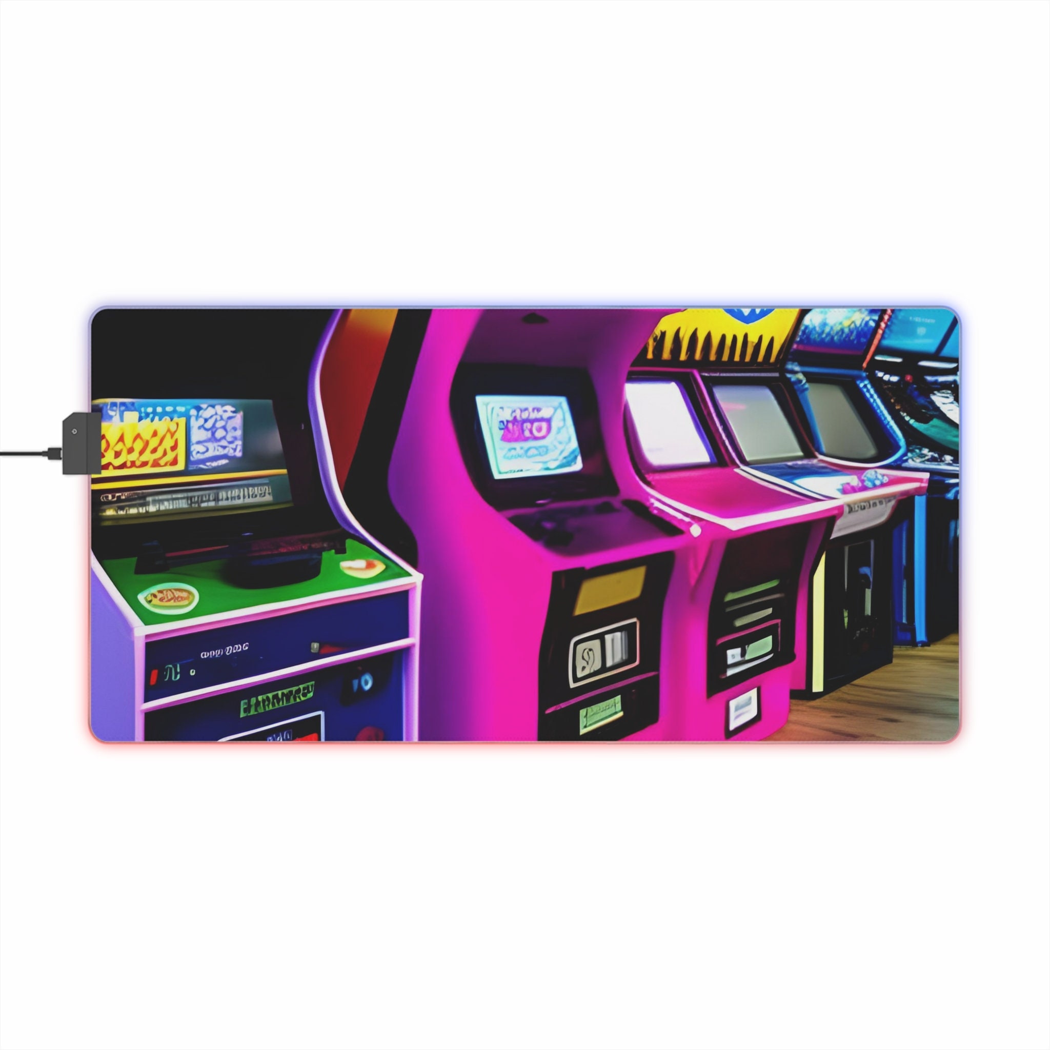 Arcade LED Gaming Mouse Pad, 80s Neon Arcade RGB Digital Mousepad ...