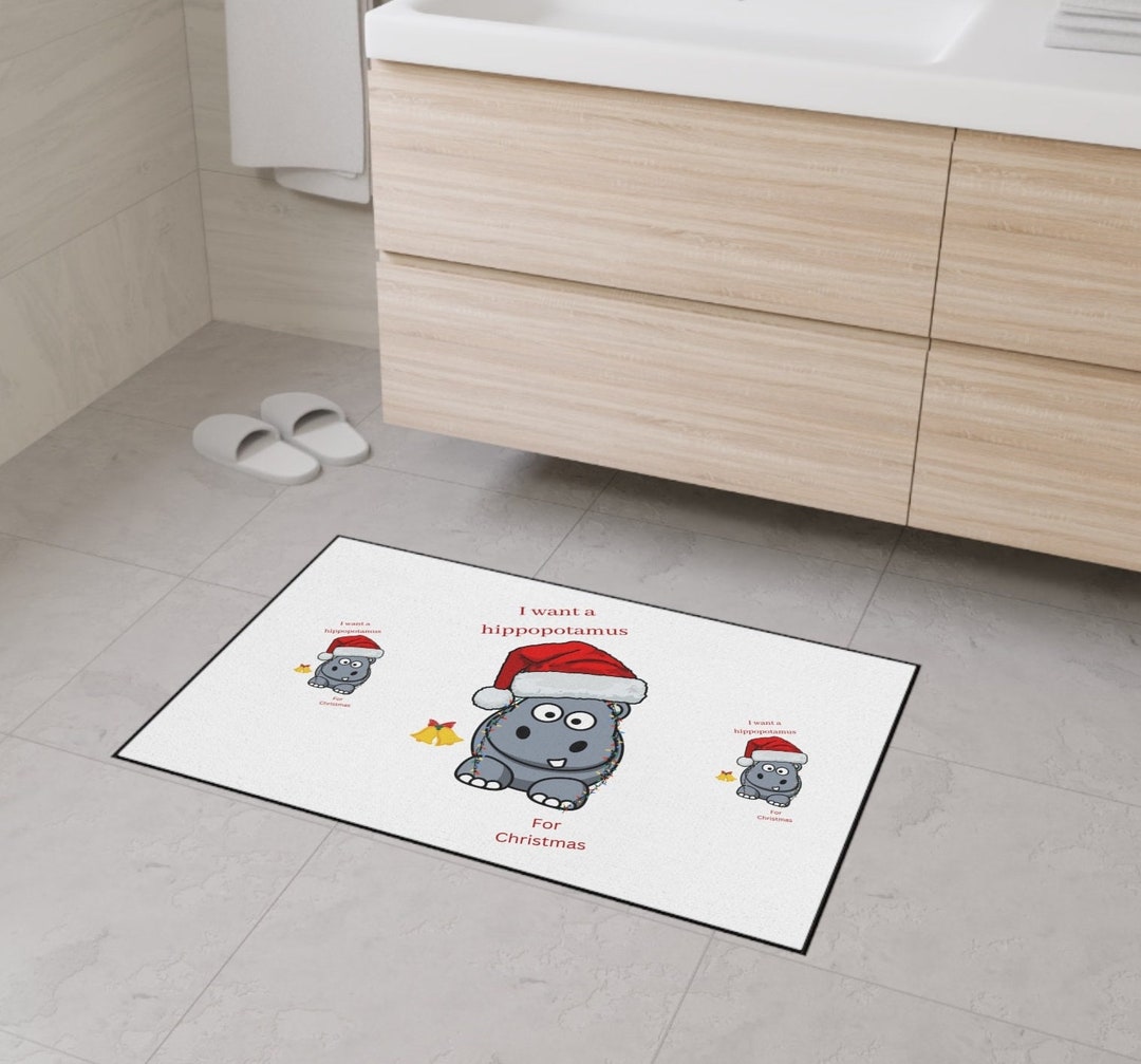 I Want a Hippopotamus for Christmas Heavy Duty Floor Mat, Christmas ...