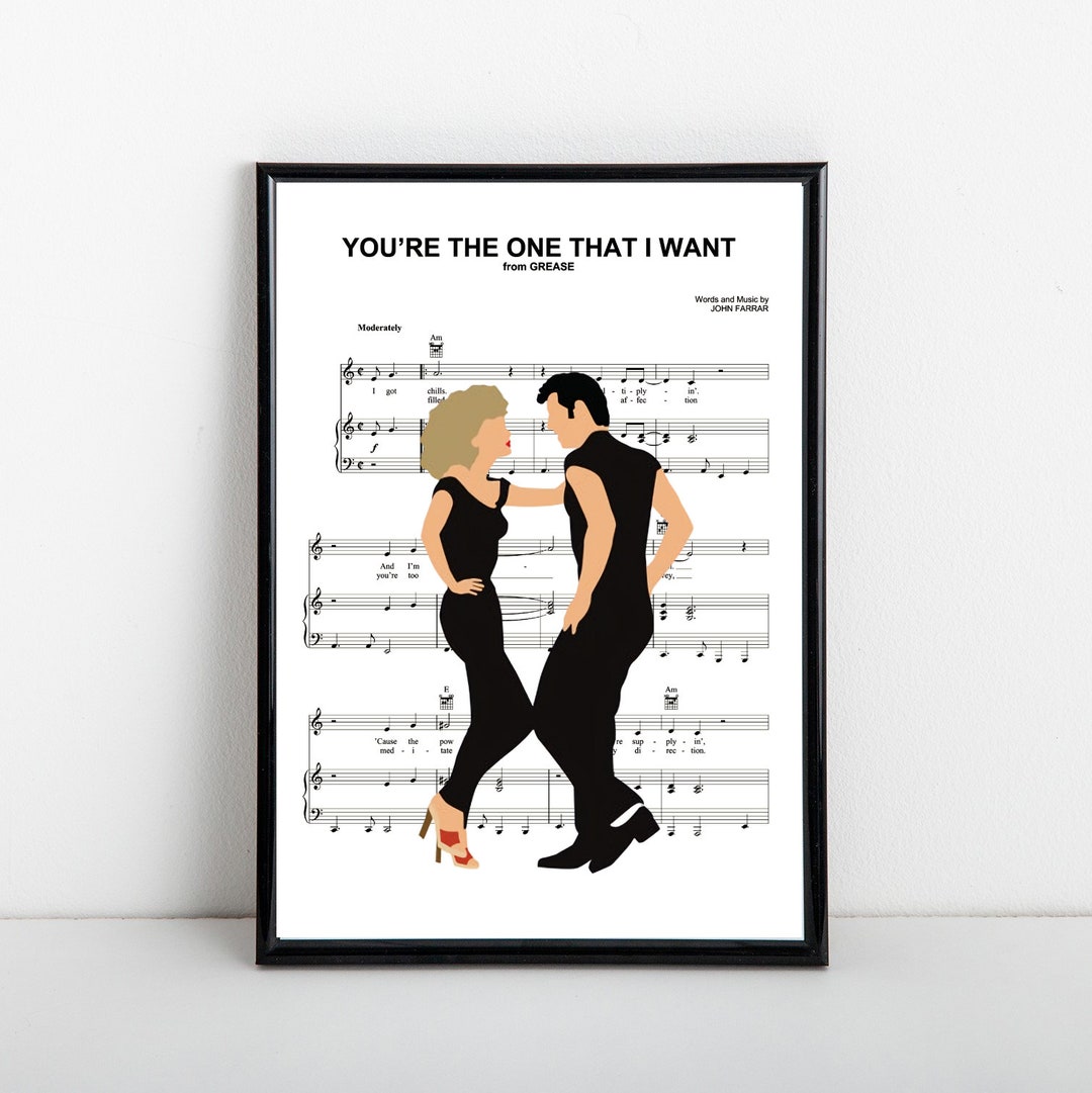 Digital Download Grease Music Sheet Print Grease You're the One That I ...