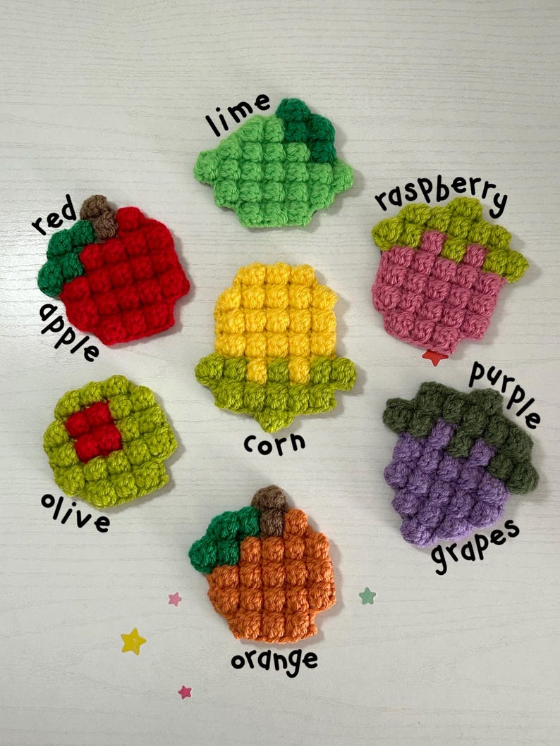 Crochet Pixel Art | Fruits, Colored Hearts, and Pride Hearts - Etsy
