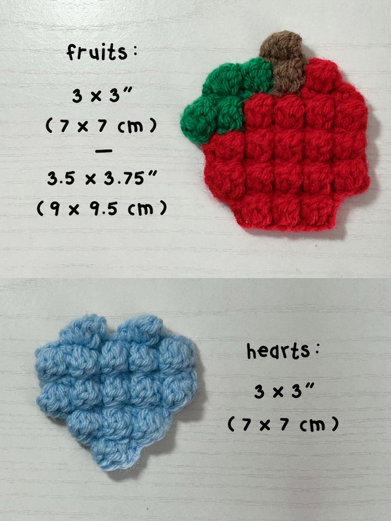 Crochet Pixel Art | Fruits, Colored Hearts, and Pride Hearts - Etsy
