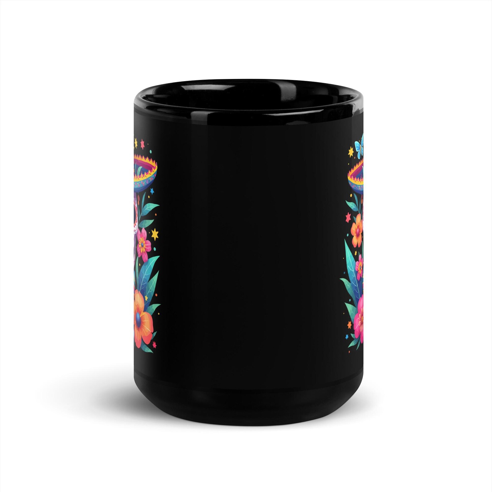 Vibrant Hispanic Heritage Skull With Flowers and Sombrero - Latin ...