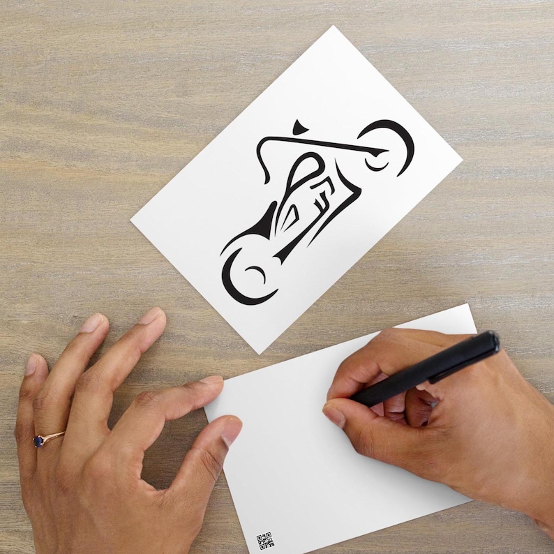 Custom Cruiser Motorcycle Minimalist Tribal Art, Sleek Biker Line ...