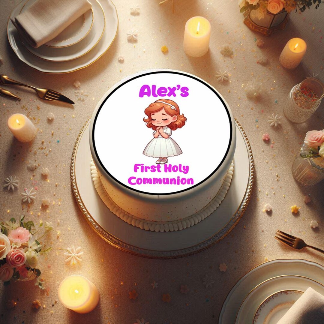 Girls First Holy Communion Cake Topper - Personalized Digital File ...