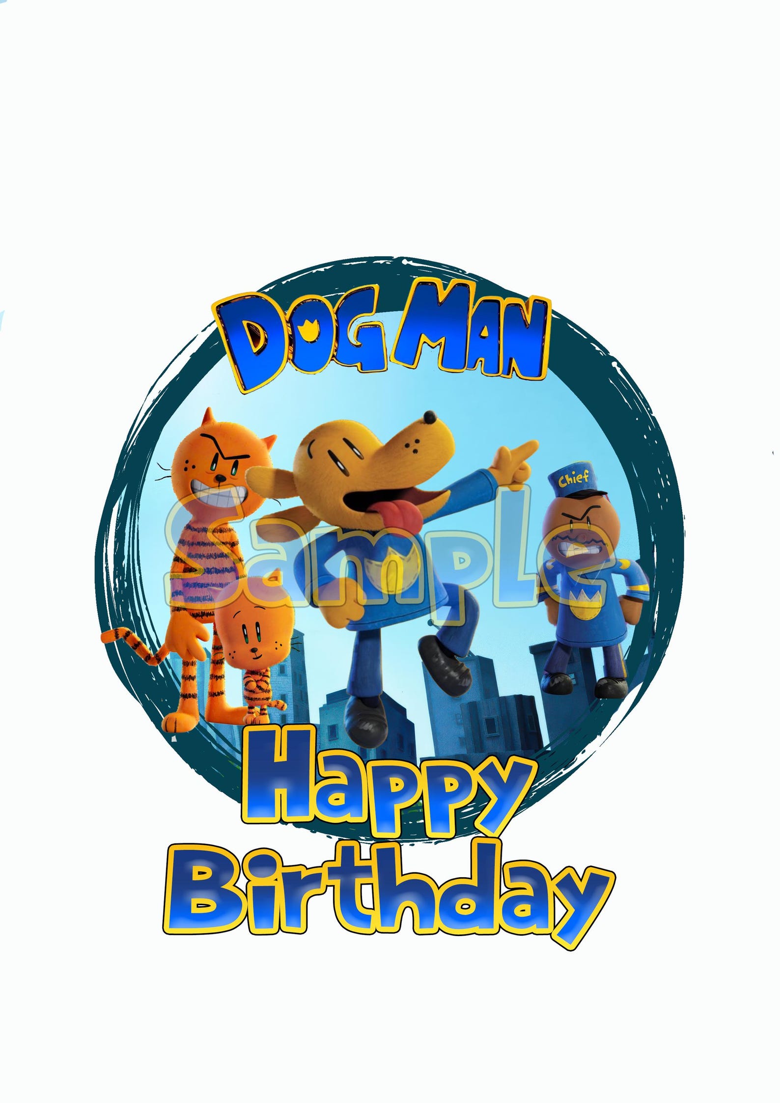 Dog Man Movie Happy Birthday Cake Topper – (instant Download) Limited ...