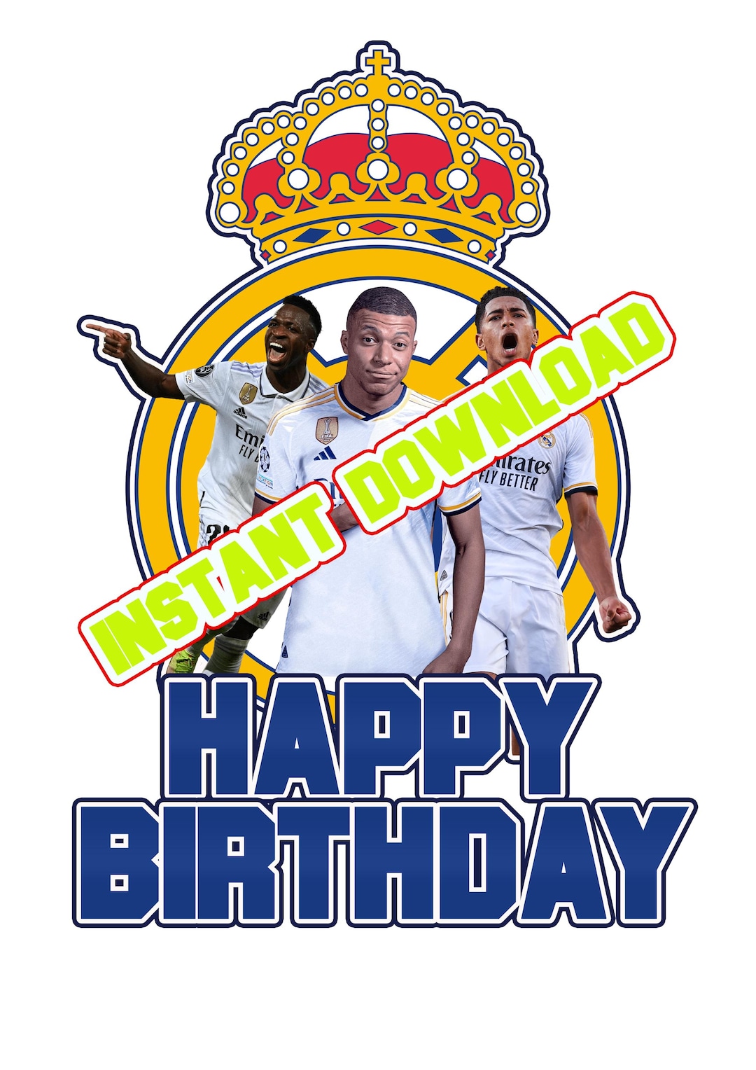 Real Madrid Cake Topper "happy Birthday" (instant Download) - Etsy