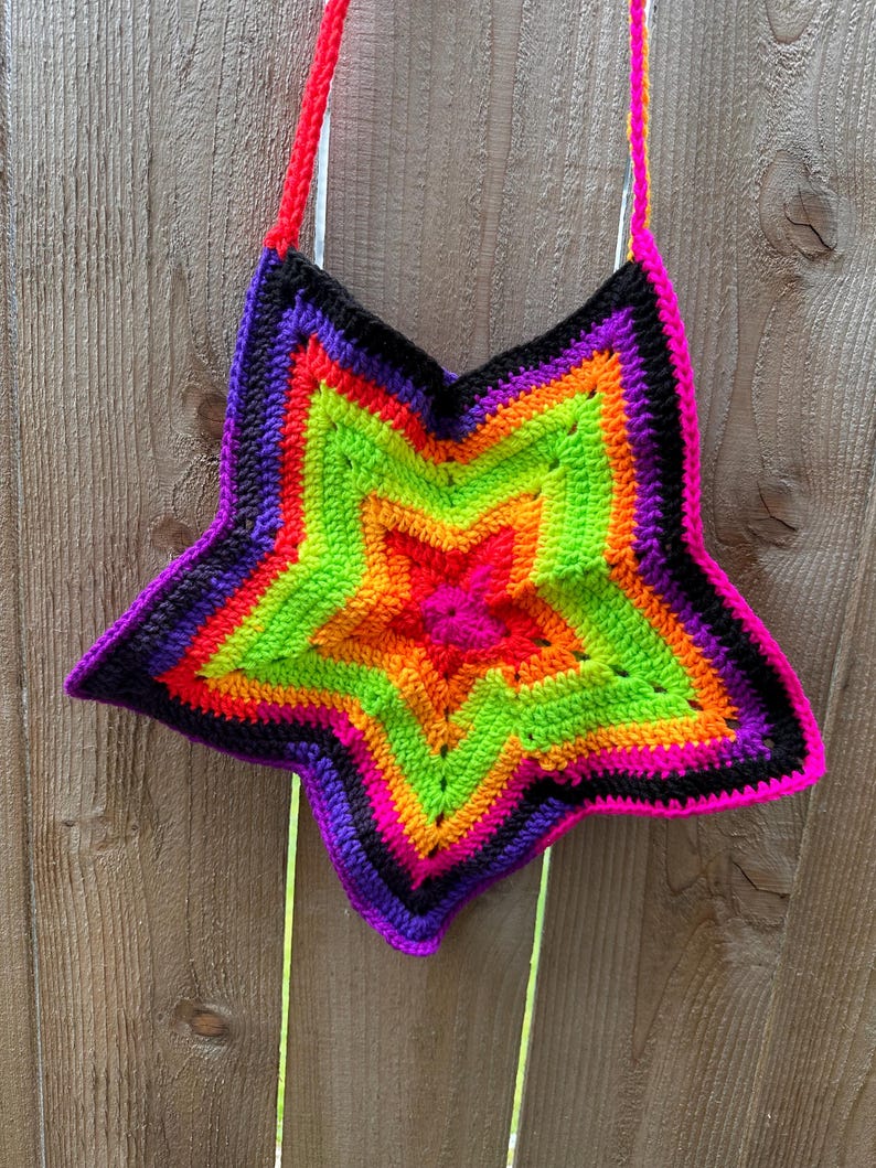 Crochet Neon Star Bag - Etsy