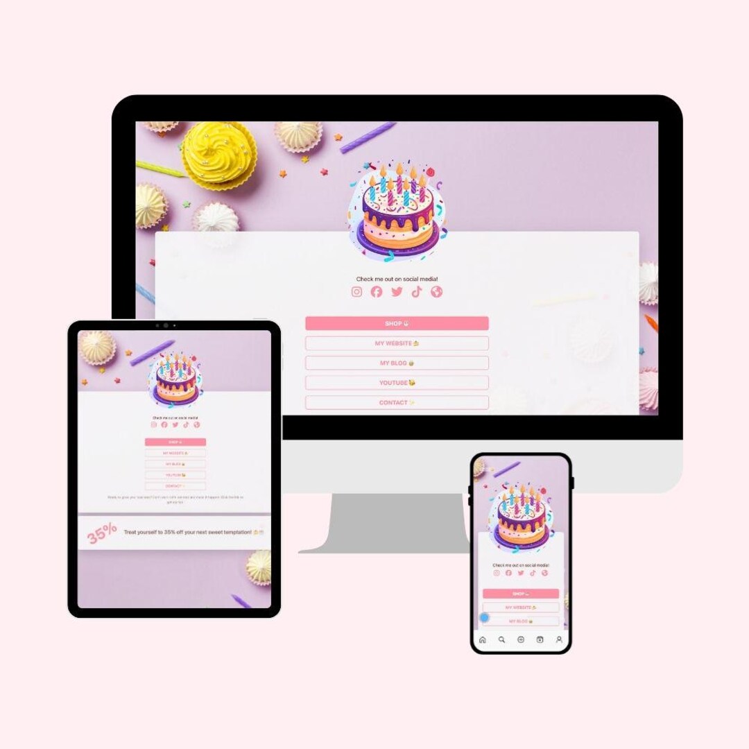 Cake Bakery Link in Bio Template | HTML CSS Link in Bio Page | Mobile ...