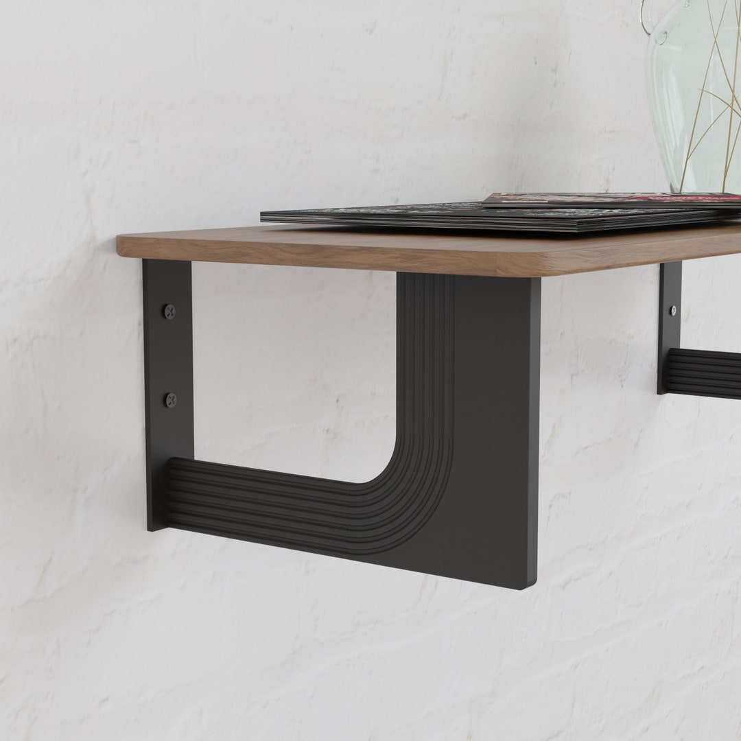 Black Shelving Brackets - Set of 2 | Modern Black Metal Shelf Brackets ...