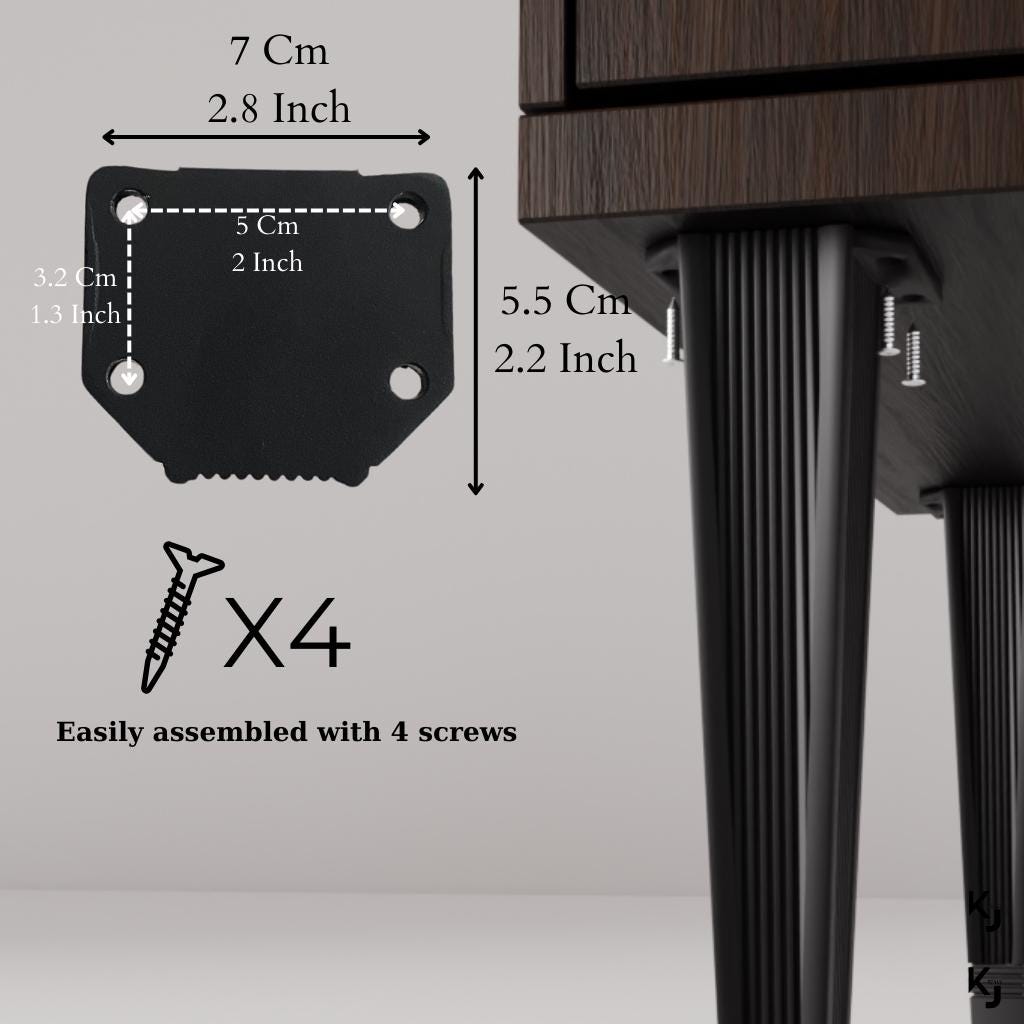 Modern Metal Bench Legs: 30cm Height, Black or Gold Furniture Feet ...
