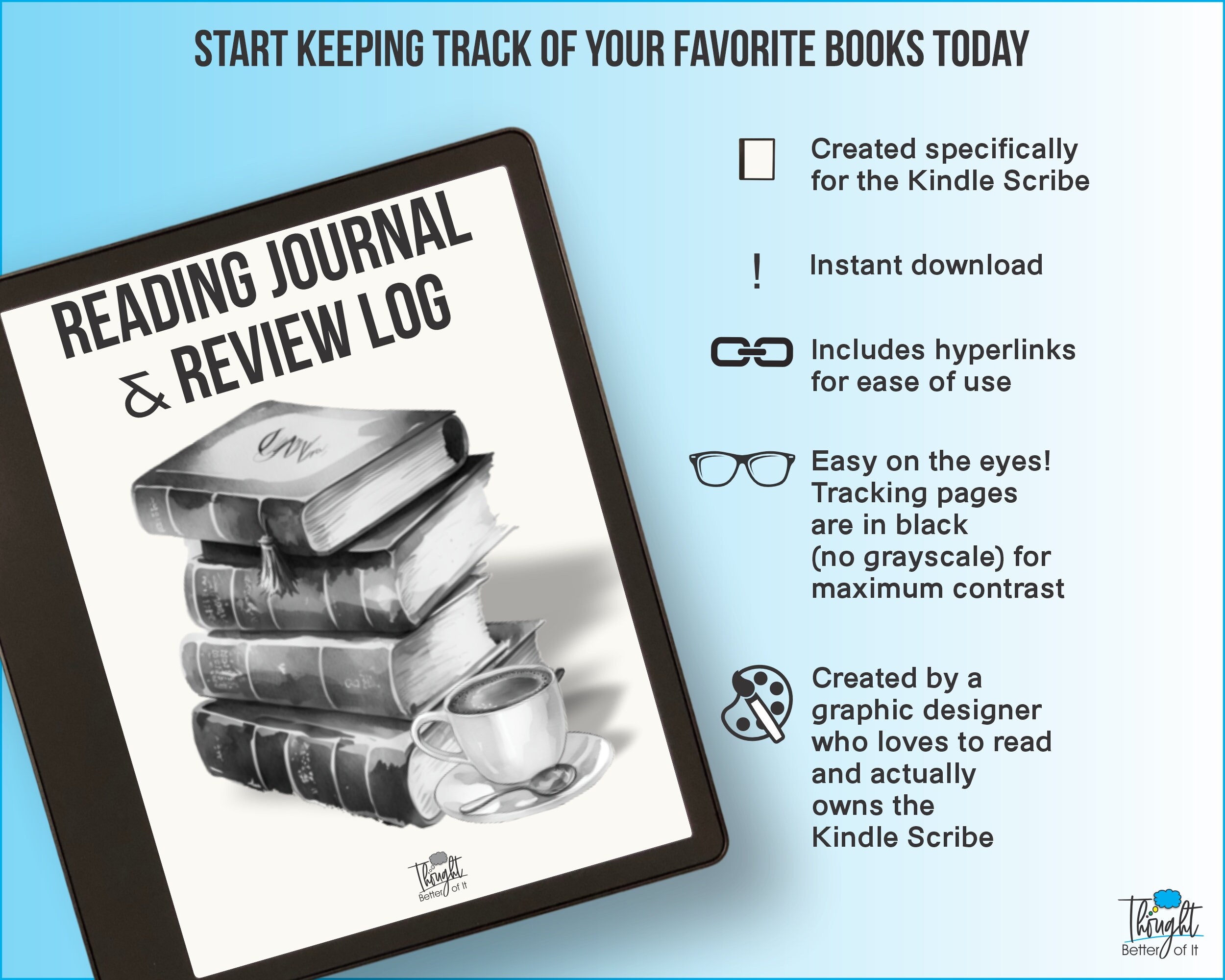 Kindle Scribe Reading Journal & Review Log - Etsy