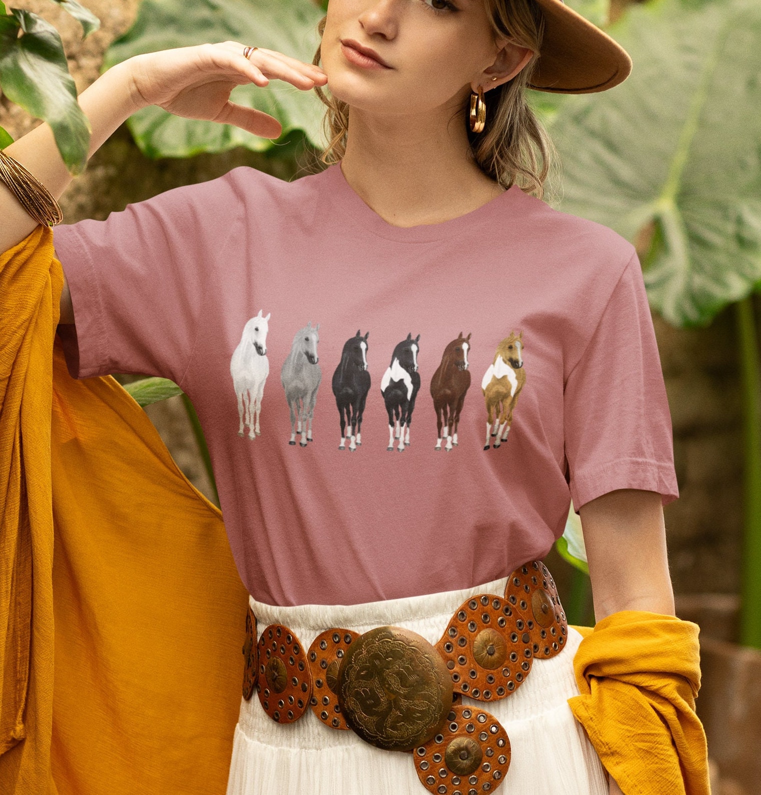 Two-sided Horse Lovers T-shirt, Horses in A Row Tee, Funny Horse Tee ...