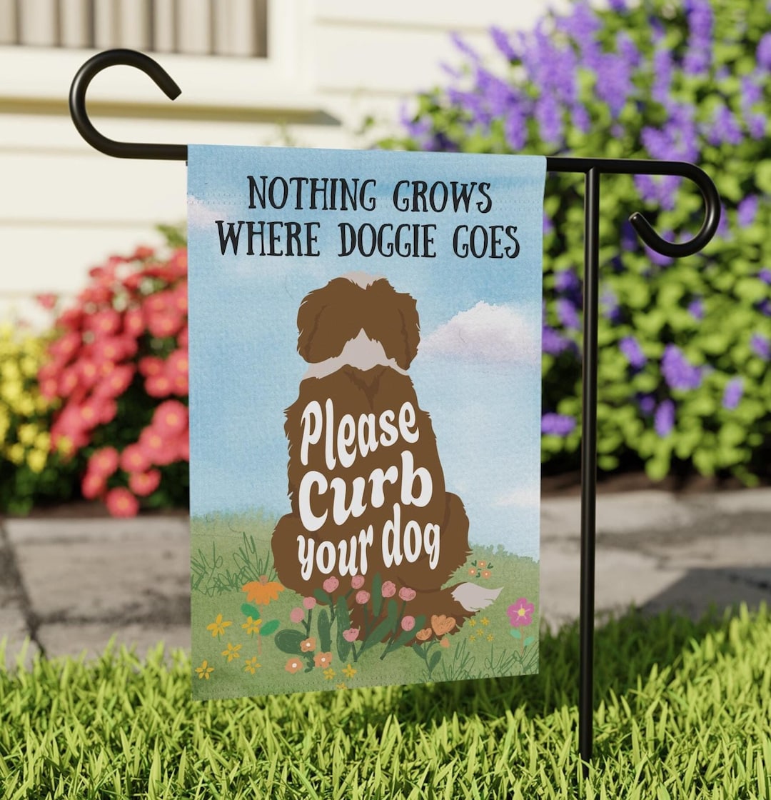 Curb Your Dog Sign Lawn Yard Flag Keep Dogs off Lawn No Dog Poop Pee ...