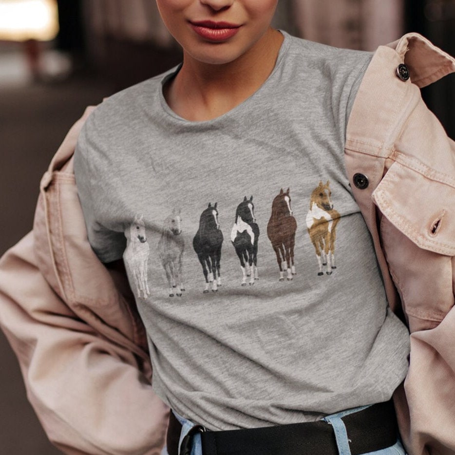 Two-sided Horse Lovers T-shirt, Horses in A Row Tee, Funny Horse Tee ...