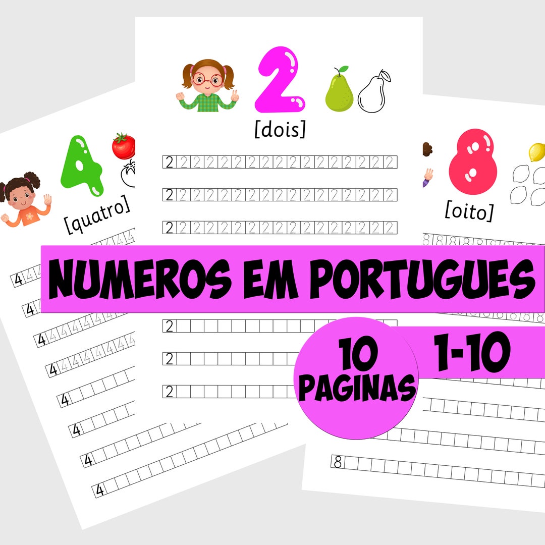 Números português 10 cartas / números / 1-10/ maiúsculas / números ...