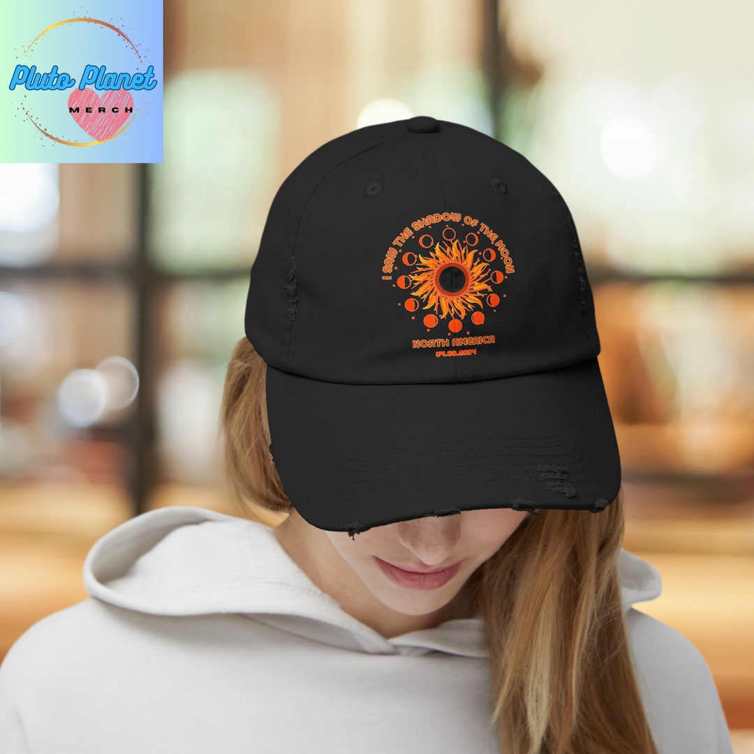 Total Solar Eclipse Distressed Cap, April 8, 2024, Fiery Sun and Moon ...