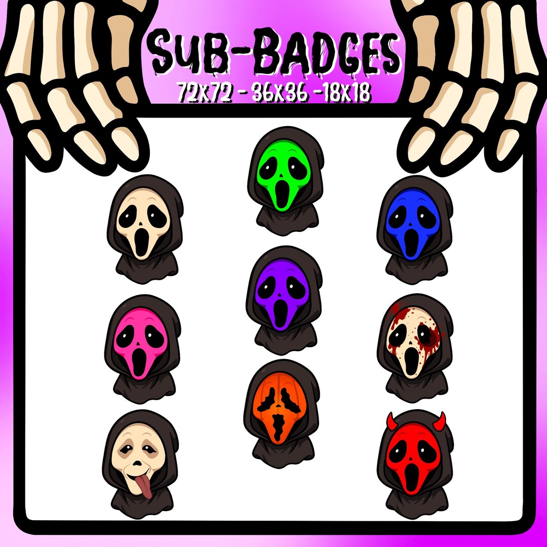 Ghostface Sub-badges | Horror Sub-badges | Twitch Sub-badges | Discord ...