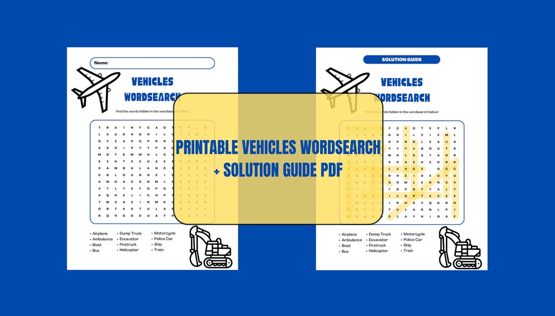 Vehicles Wordsearch PRINTABLE PDF - Etsy