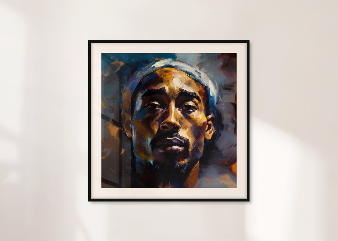 Tupac Shakur Digital Oil Painting Portrait, Rap Icon, Gift for Music ...