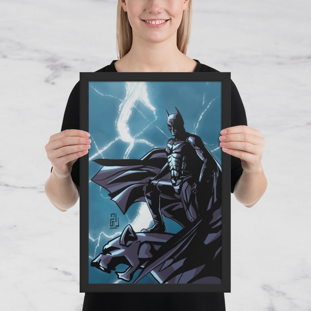 The Dark Knight - Batman Framed Digital Illustration Print Fan Art - Etsy
