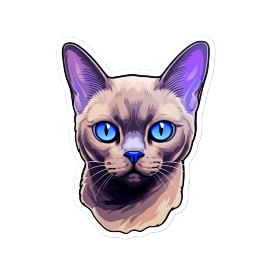 Burmese Purple Neon Cat Sticker - Etsy