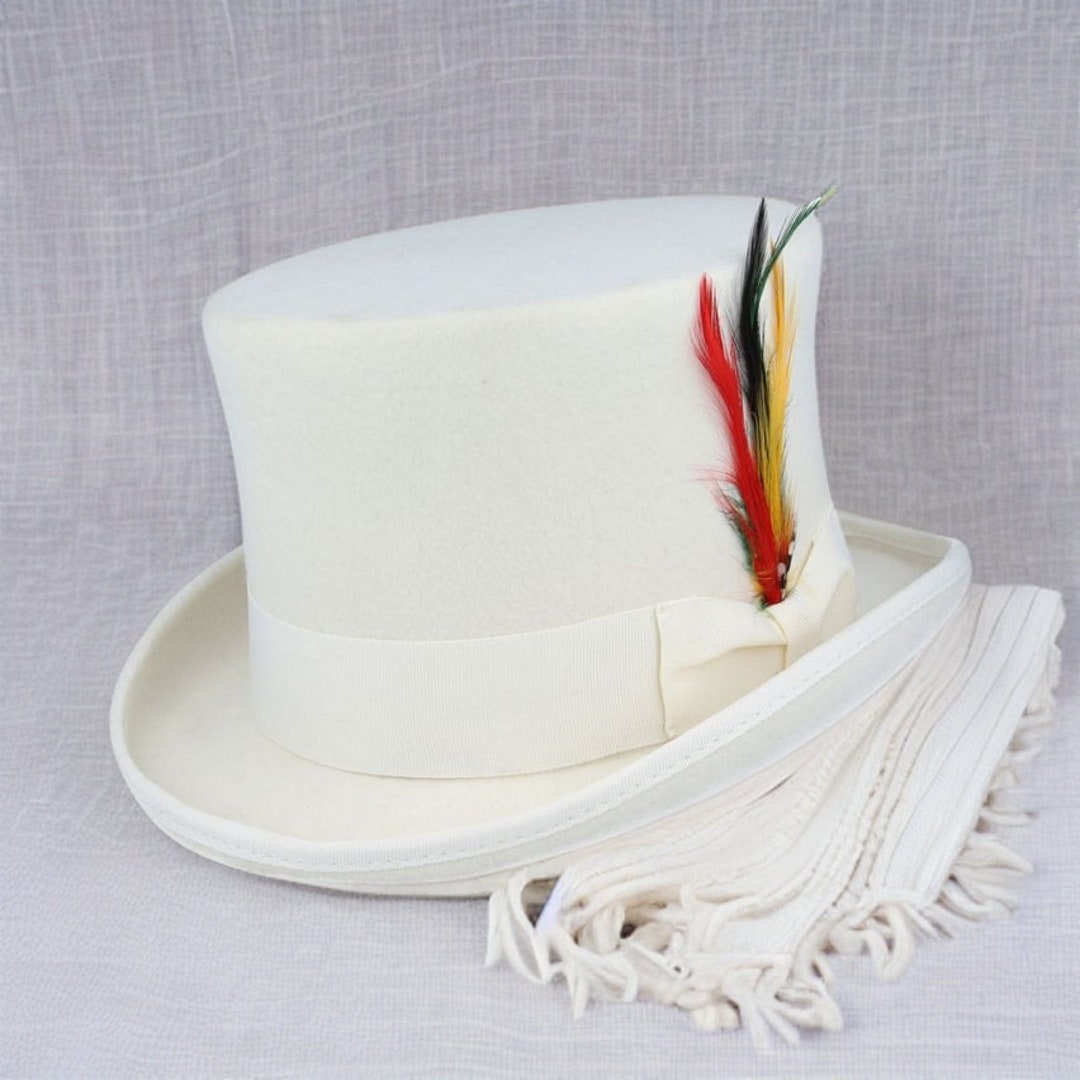 Wool Felt Top Hat in White Vintage Style Men's Headpiece - Etsy