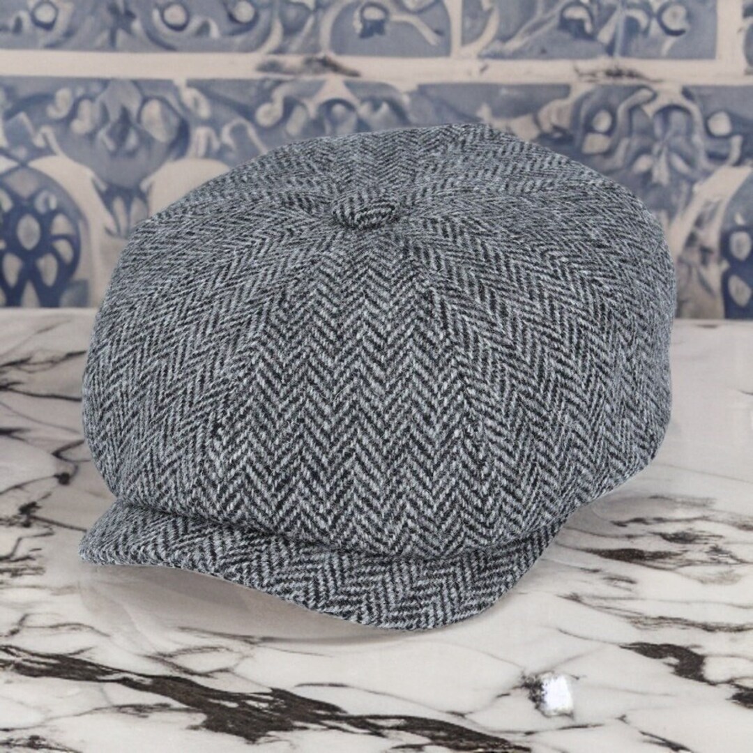 Handcrafted Harris Tweed Herringbone Newsboy Cap Men Genuine Scottish ...