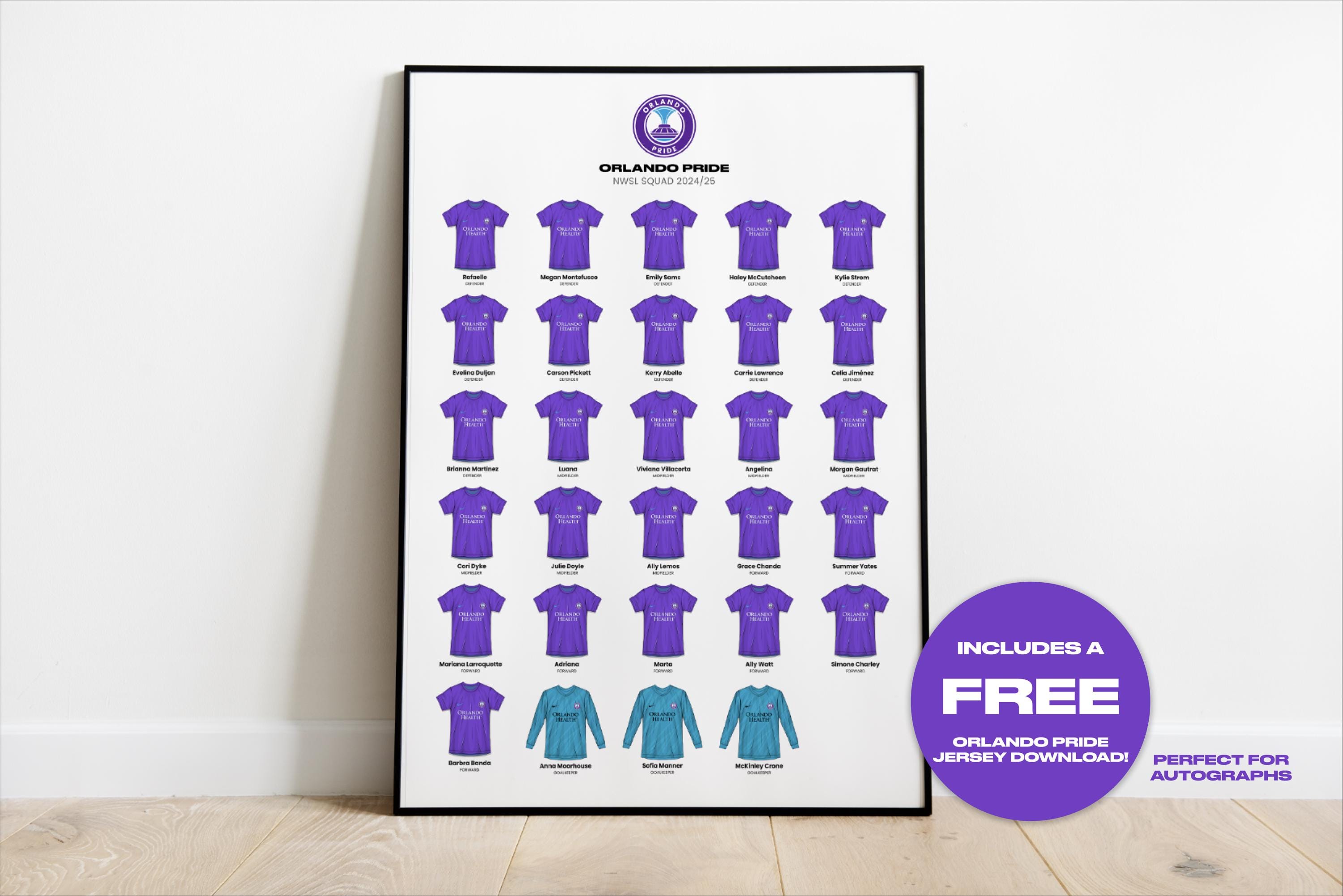 Orlando Pride NWSL 2024-25 Squad Poster Gift, Orlando Pride NWSL Women ...