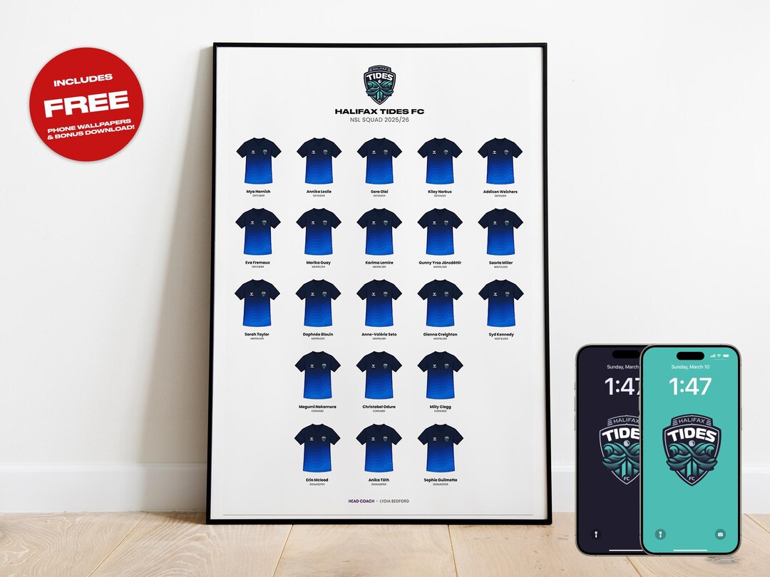 Halifax Tides NSL 2025-26 Squad Poster Gift, Halifax Women's Soccer ...