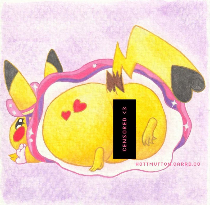 Flashy NSFW Mature Pikachu Pin up 4in. Original Painting - Etsy
