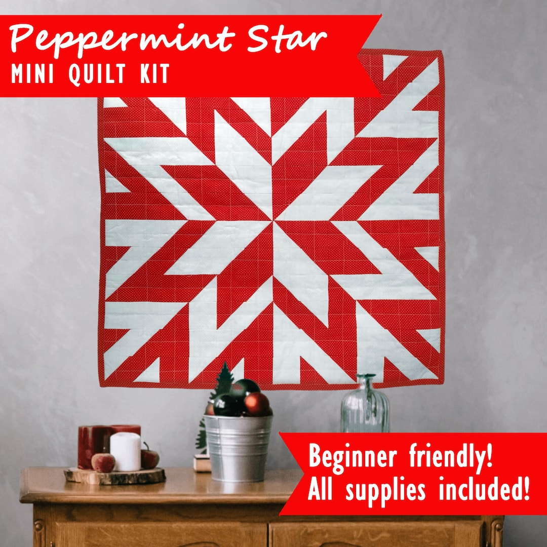 Peppermint Star Pre Cut Quilt Kit + Pattern - Etsy