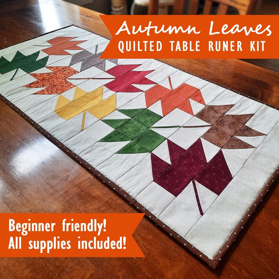 Autumn Leaves Pre Cut Table Runner Kit + Pattern - Etsy