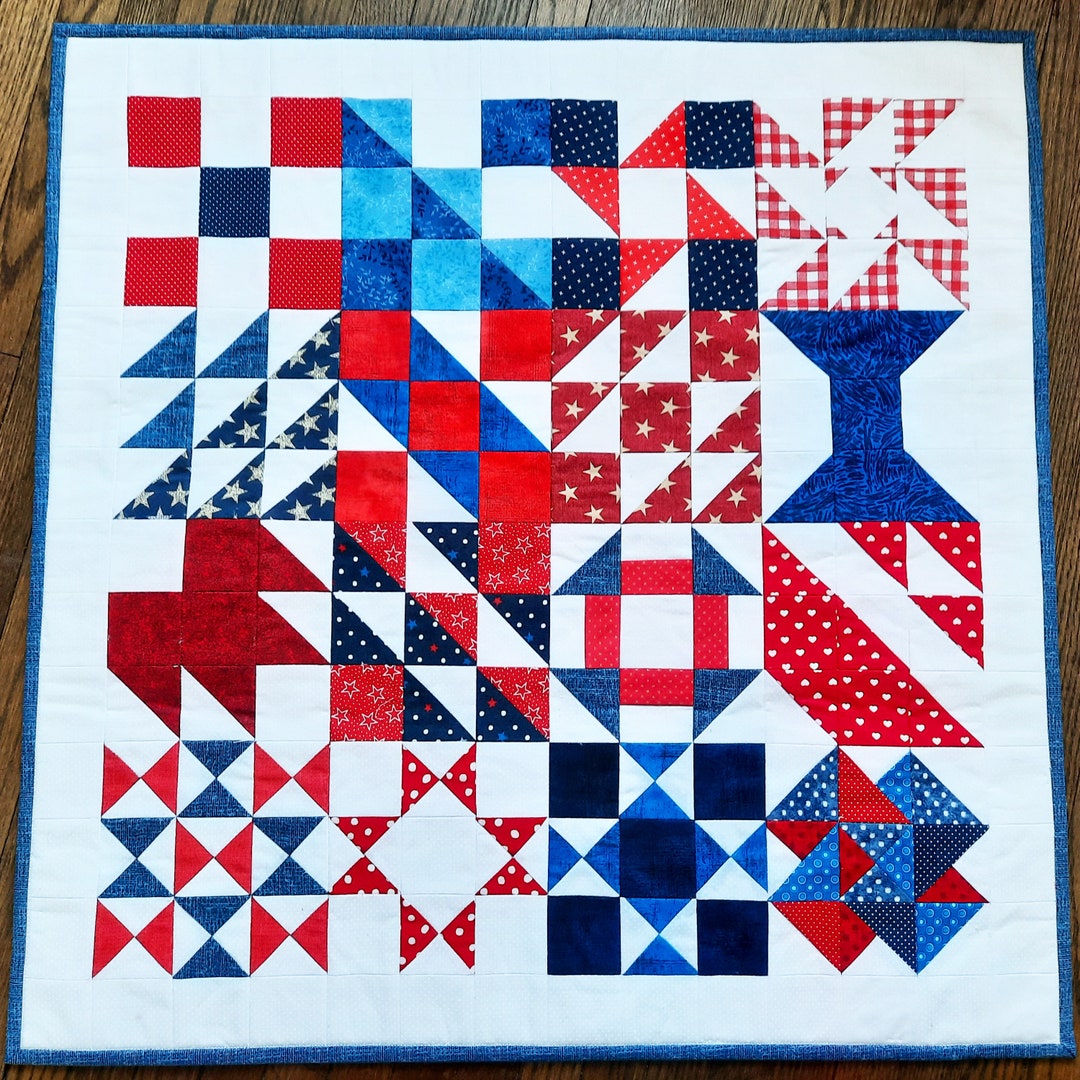 Red, White, Blue 9 Patch Sampler - Mini Quilt Kit & Pattern - Etsy