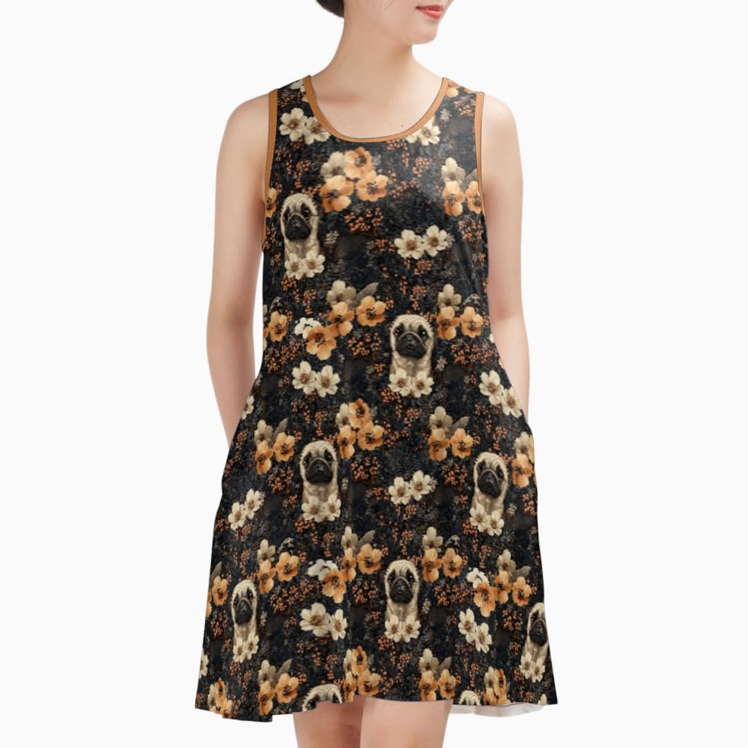 Late Season Spice Aloha Pug Tank Dress With Pockets - Etsy