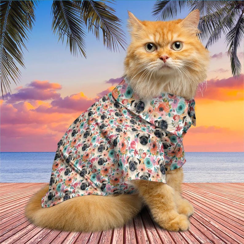 Peony Pug Pet Aloha Shirt - Etsy