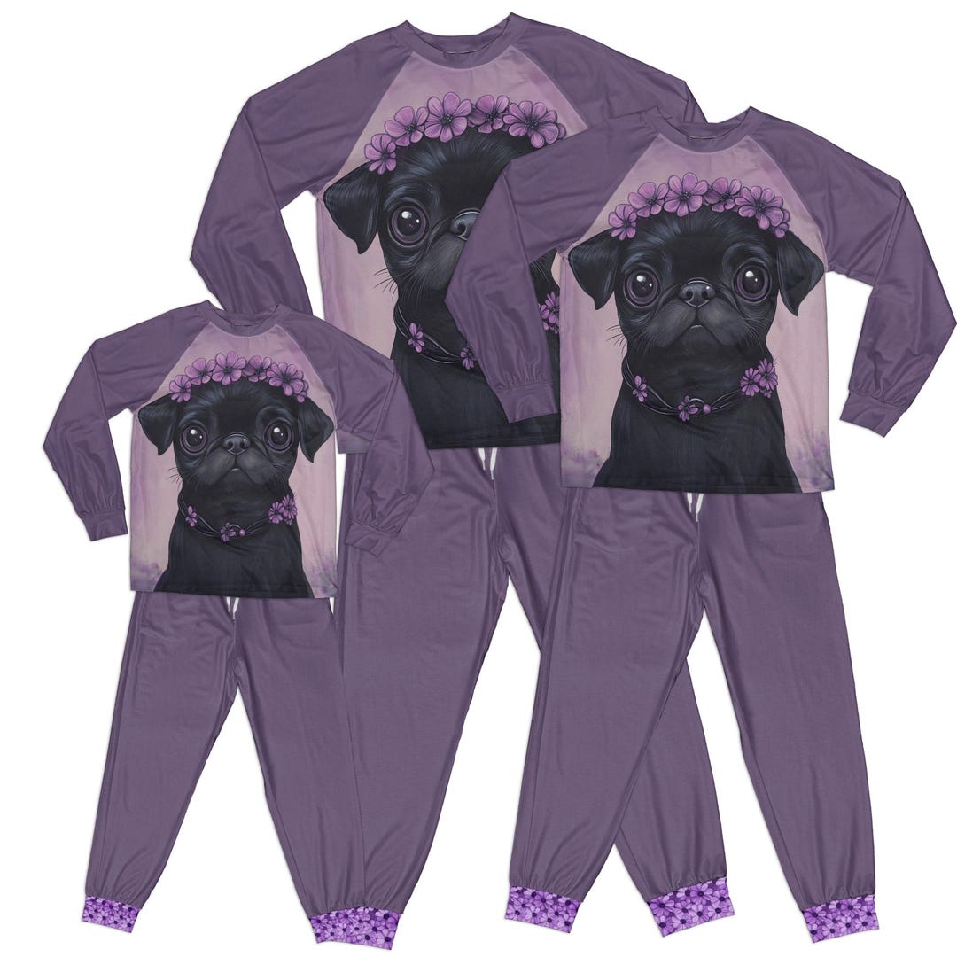 Purple Goth Pug Pajamas, Kawaii Style PJ Set - Etsy