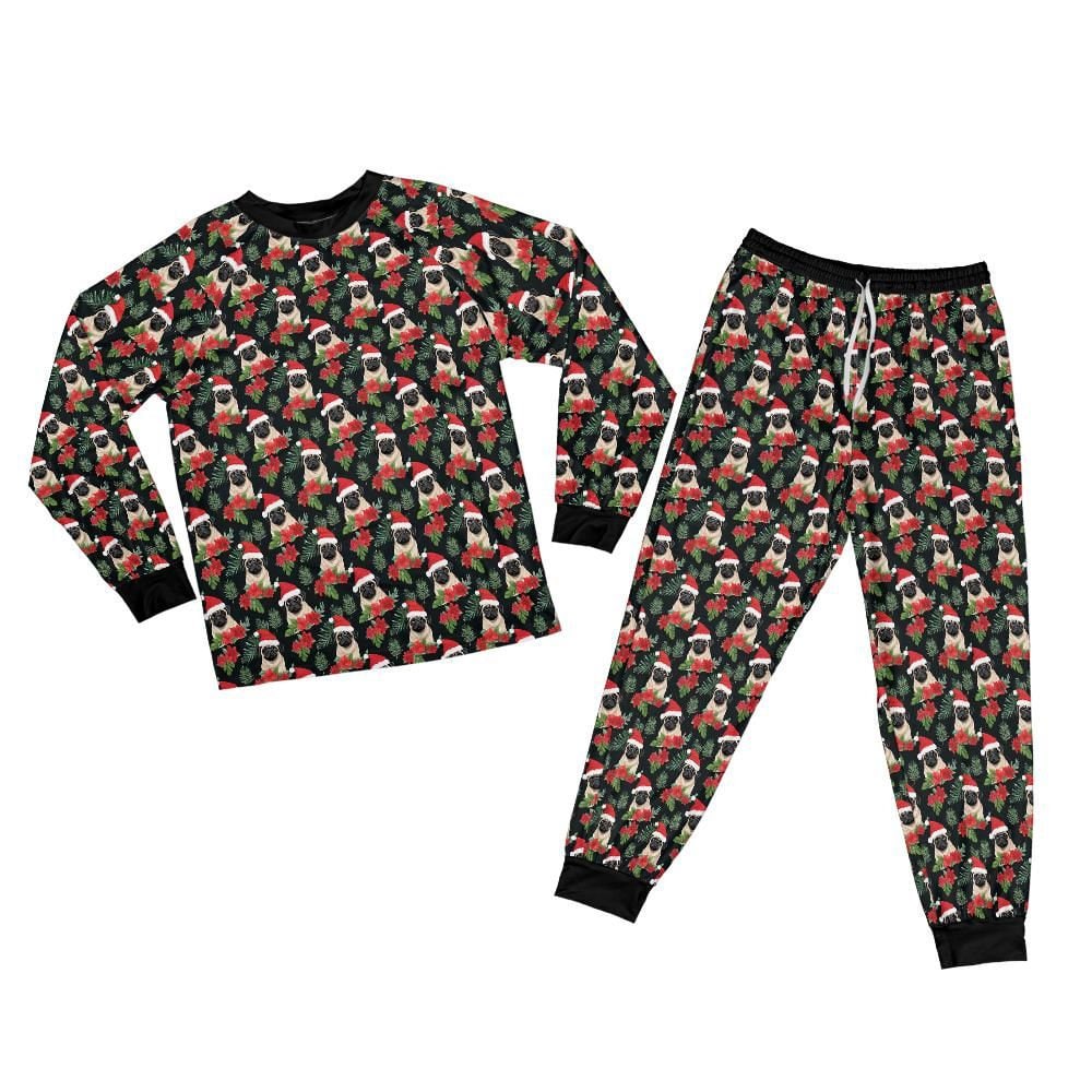 Santa Christmas Pug Pajamas in Kids and Adult Sizing, Matching Family ...