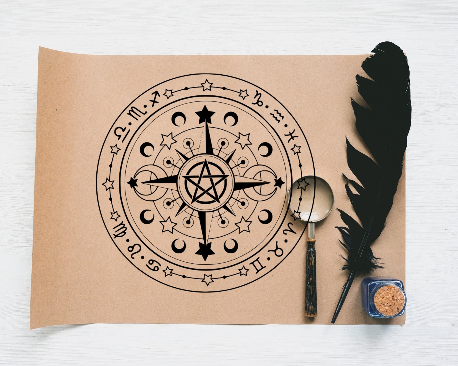 Compass Crystal Grid Svg, Altar Tile Svg, Celestial Svg, Witch Svg ...