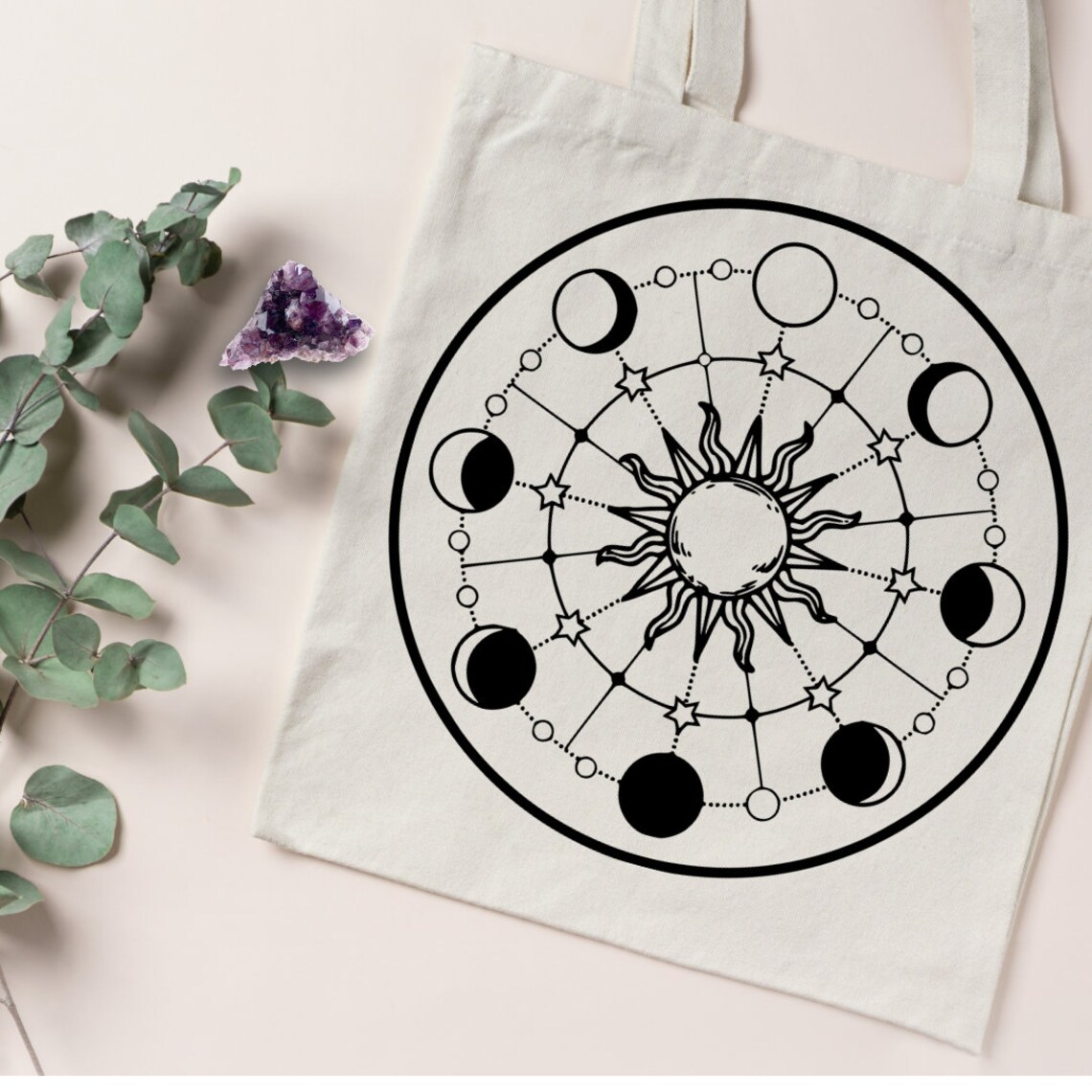 Moon Phase Crystal Grid Svg, Altar Tile Svg, Celestial Svg, Witch Svg ...