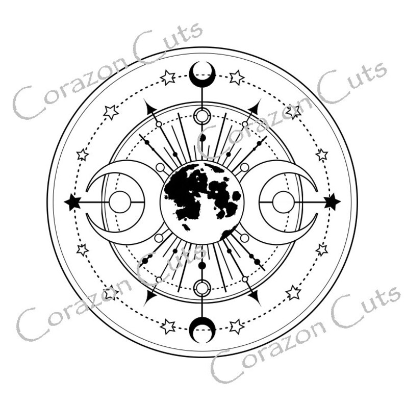 Triple Diosa Crystal Grid svg, Altar Tile svg, Celestial svg, Witch svg ...