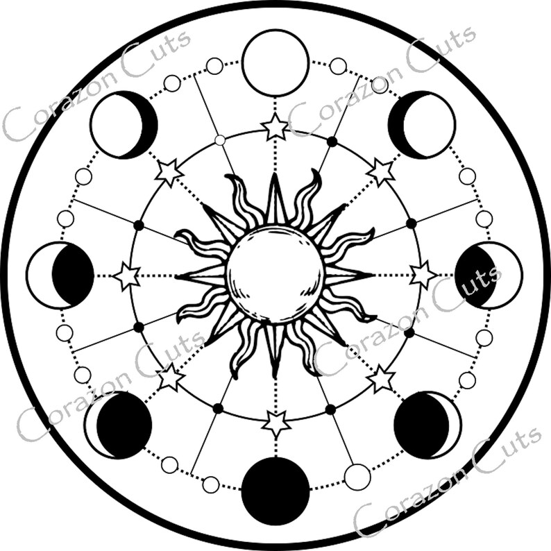 Moon Phase Crystal Grid Svg, Altar Tile Svg, Celestial Svg, Witch Svg ...