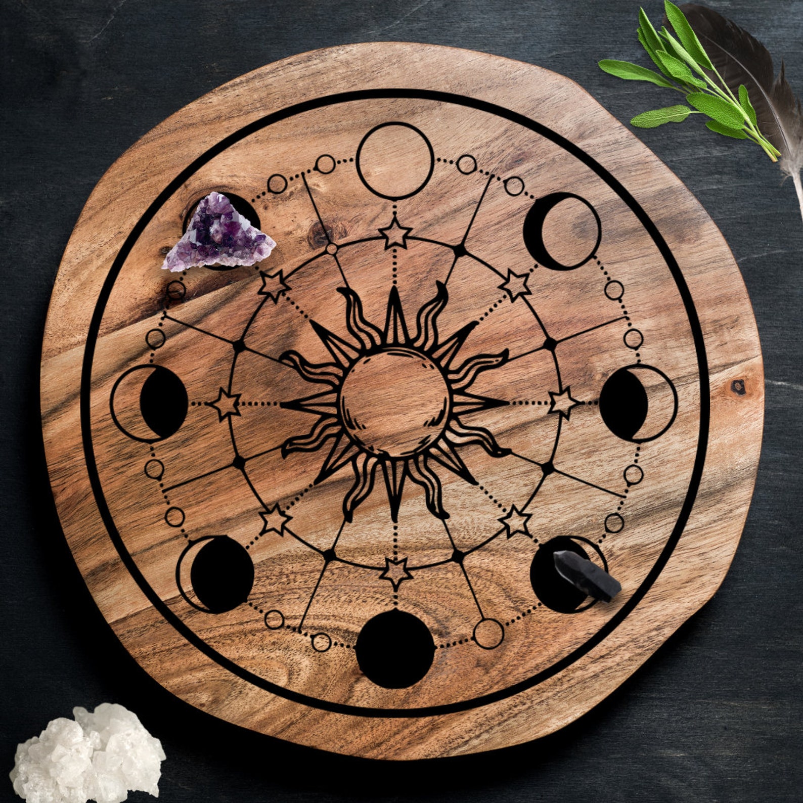 Moon Phase Crystal Grid Svg, Altar Tile Svg, Celestial Svg, Witch Svg ...