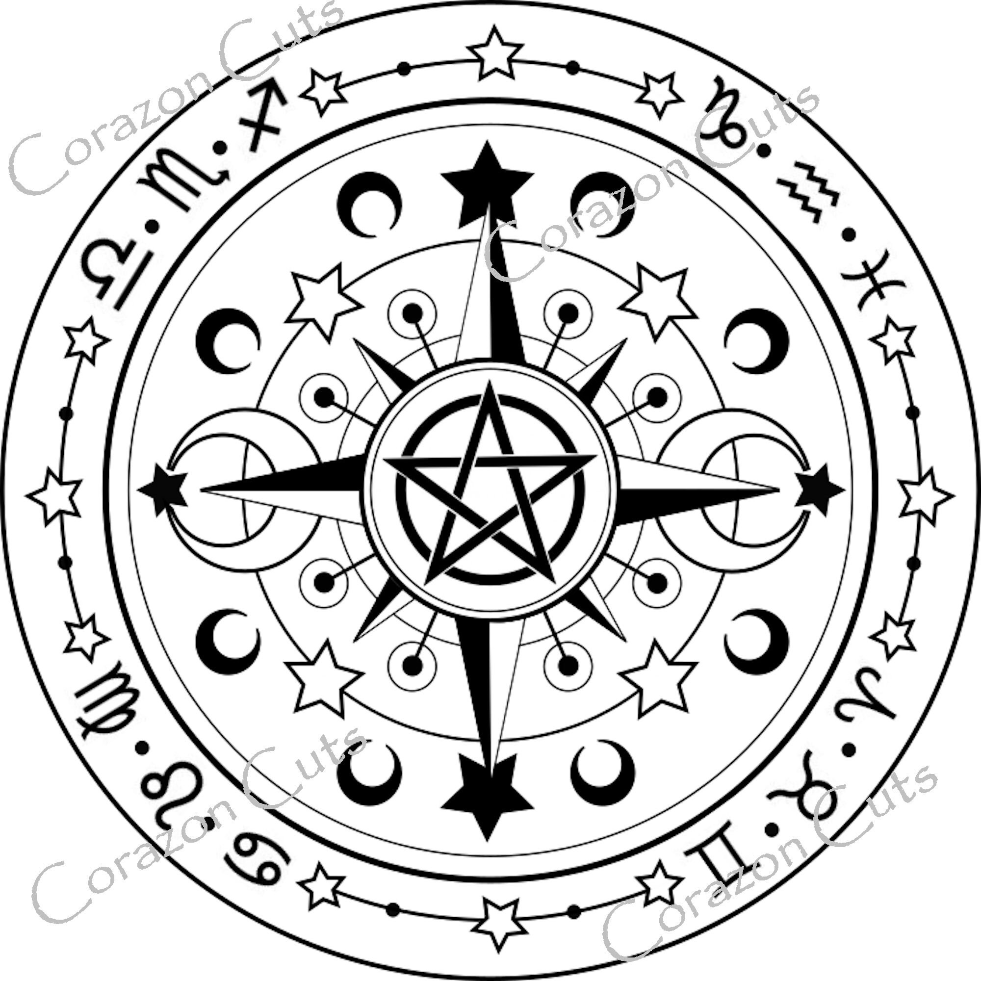 Compass Crystal Grid Svg, Altar Tile Svg, Celestial Svg, Witch Svg ...