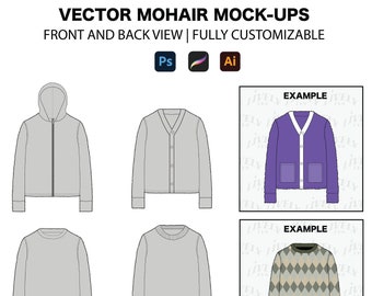 Zip-up Vector Mock-ups Streetwear Clothing Vector Mockups Techpack ...